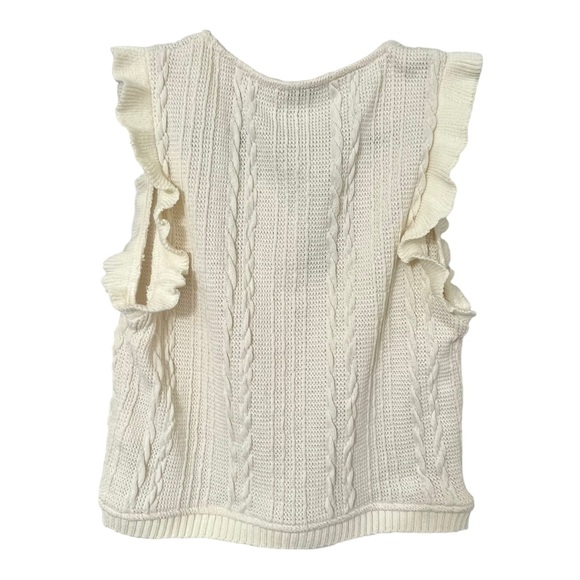Zara | Tops | Zara Ruffled Ivory Cable Knit Crop Top | Poshmark
